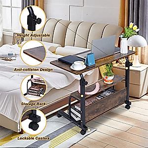 Laptop Desk Adjustable Desk Small Standing Desk Home Office Desks for Small Spaces Portable Desk Table for Bedrooms, 31.5" Rustic Uplift Study Desk Mobile Rolling Computer Work Desk on Wheels (Rustic)