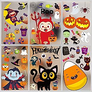 Halloween Window Clings, Cute Halloween Window Stickers, Kids Halloween Window Decals Decorations for Home Office Indoor Ourdoor Decor