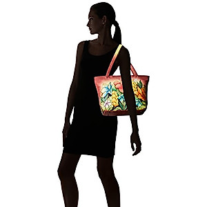 Anna by Anuschka womens N157Genuineleatherconvertible Large Tote Hand-painted Original Artwork,Mediterranean Garden,Large