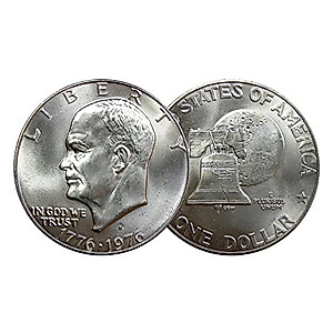 1976-S U.S. Eisenhower Silver Dollar Coin, 40% Pure Silver, Mint State Condition, Bicentennial Design