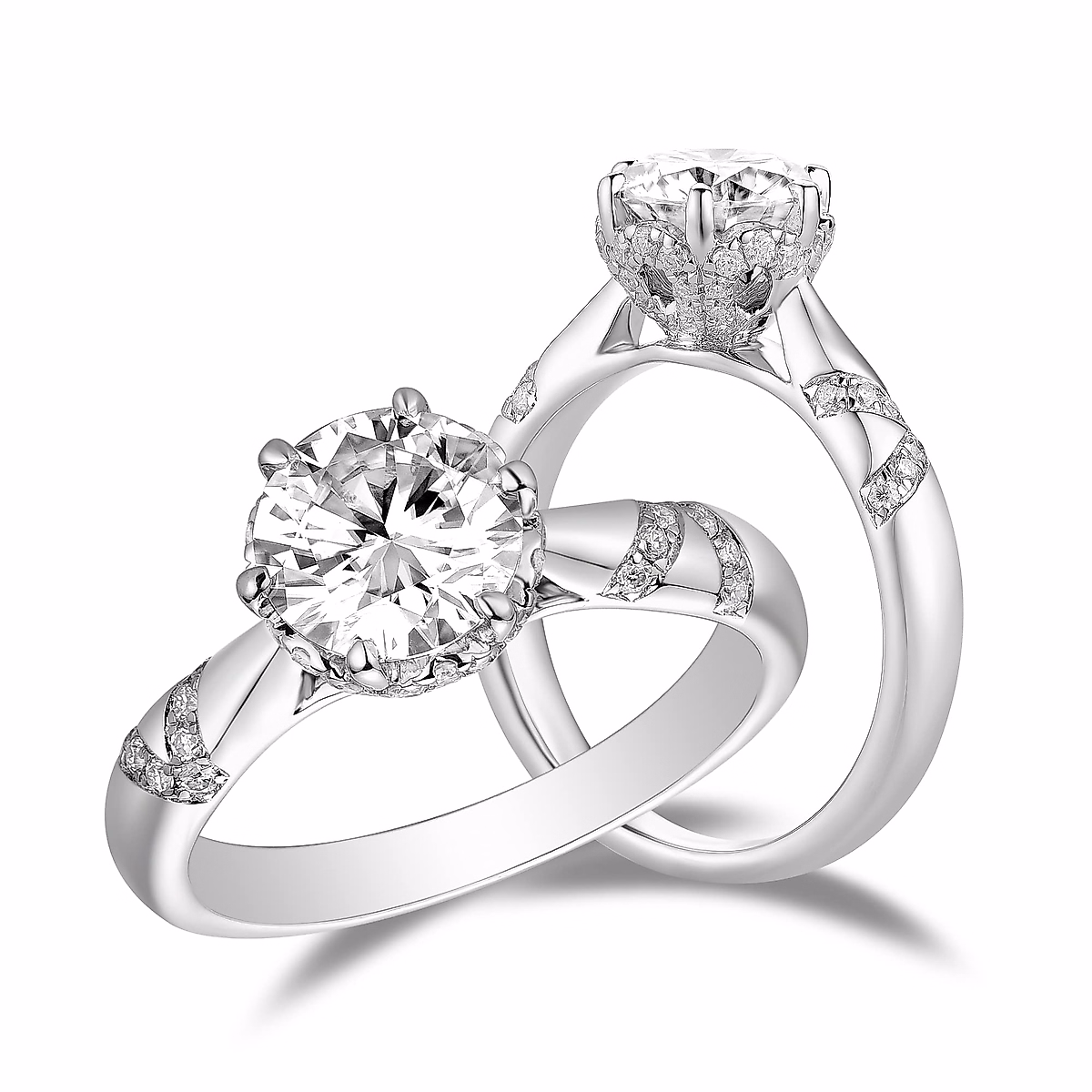 DovEggs Moissanite Engagement Ring for Women 1.5ct 7.5mm G-H-I Color Heart Arrows Cut Moissanite Lab Created Diamond Solitaire Wedding Rings 14K Gold QUALITY Sterling Silver(6.5)