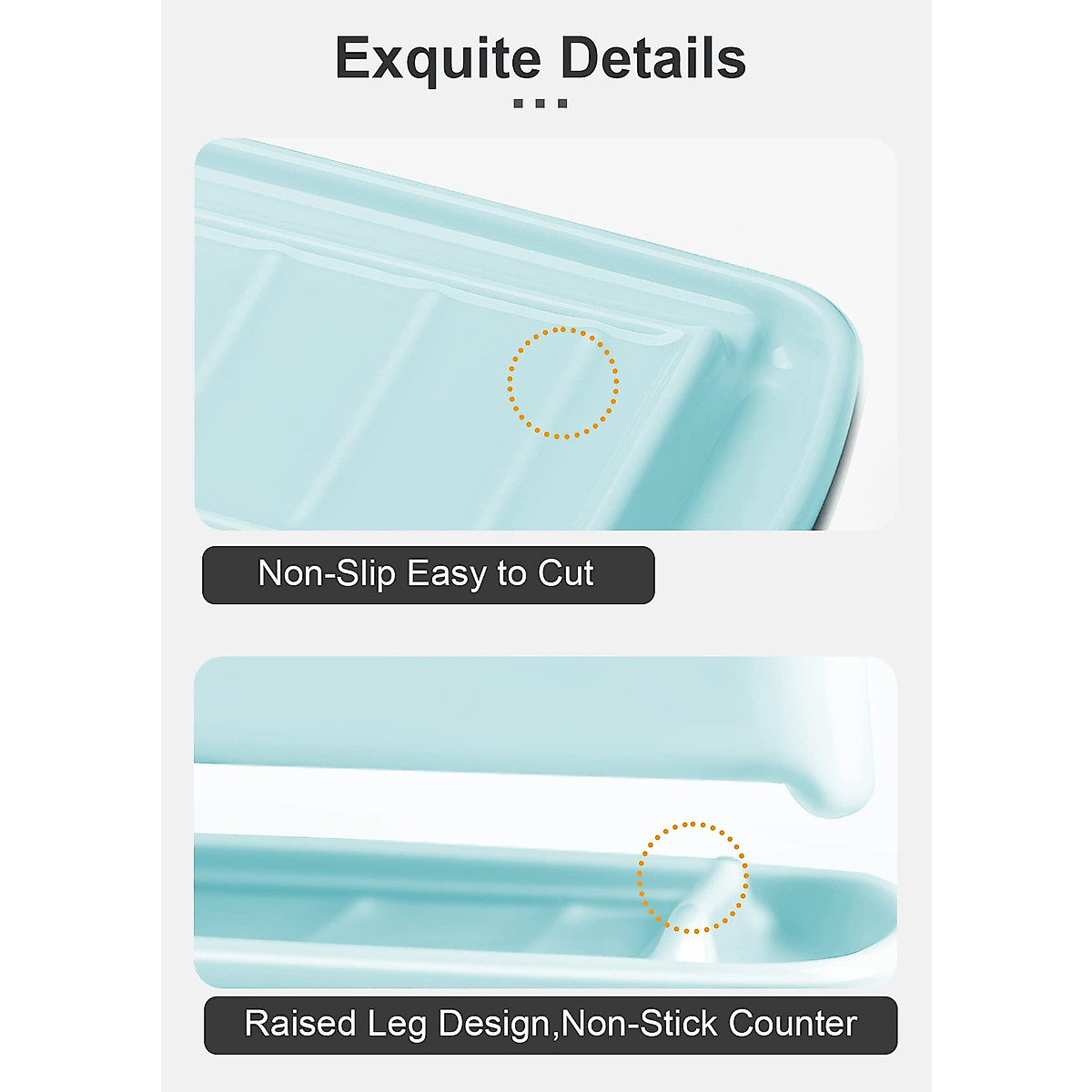 Nucookery Ceramic Butter Dish with Lid | Raised Legs and Non-Slip Strip Design | Porcelain Health | Dishwasher Safe, Lake Blue