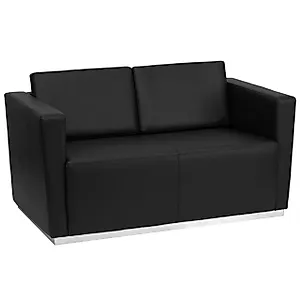 Flash Furniture HERCULES Trinity Series Contemporary Black LeatherSoft Loveseat with Stainless Steel Base