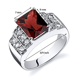 PEORA Garnet Step Ring Sterling Silver 2.75 Carats Size 7