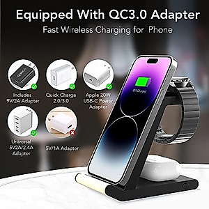 Fossil Watch Charger for Fossil Watch Gen 6 5 5E 4, Michael Kors Watch Charger, 3 in 1 Wireless Charging Station for iPhone 15 14 13 12 11/X/XS/XR 8, AirPods,Google/Samsung Product Multiple Devices