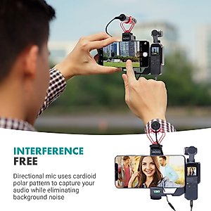 Movo VXR10 Universal Video Microphone Bundle with Dongle Adapter - Compatible with DJI OSMO Pocket 1 and 2 - DJI OSMO Mic for Vlogging, Journalism, YouTube Video Recording, and More