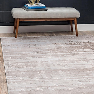 CAMILSON Living Room Rugs Modern Luxury 4x6 Vintage Abstract Area Rug Soft Medium Pile Stain Resistant Easy-Cleaning Non-Shedding for Living Room Office Indoor Carpet (4 x 6 / Beige - White)