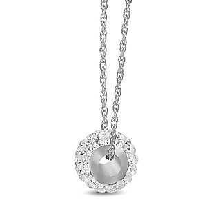 Amazon Essentials 10K White Gold Crystals Slide Ball Pendant Necklace with Gold Filled Chain, 18", (previously Amazon Collection)
