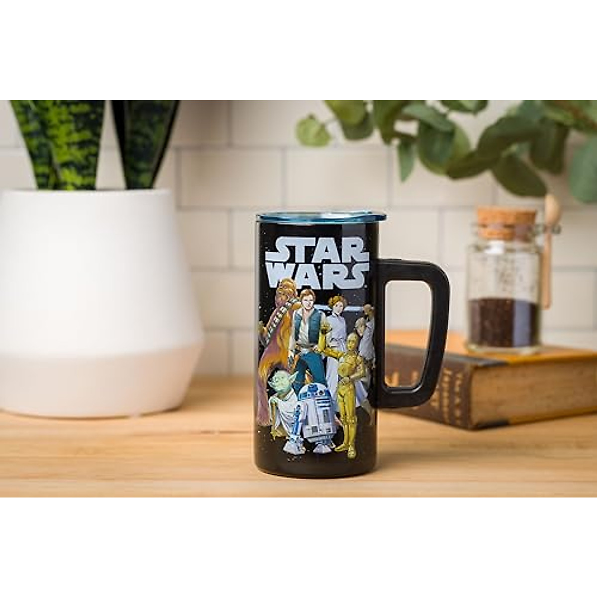 Silver Buffalo Star Wars Group Shot Double Wall Stainless Steel Coffee Mug with Handle, 15 Ounces