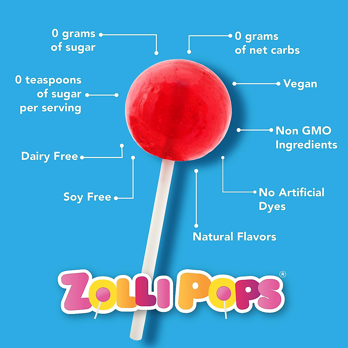 Zollipops Cherry-Pineapple Duo Pops - Sugar-Free, Allergy-Free, Vegan, KETO & Diabetic Friendly, Clean Teeth Candy, Red-Yellow - Enjoy the Dynamic Duo of Cherry and Pineapple