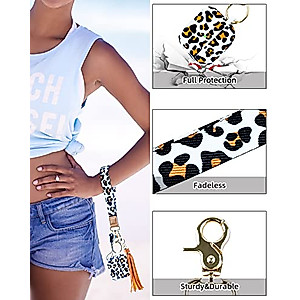 Airpods 3rd Generation Case with Keychain Wristlet, OULRAEFS Soft Silicone Skin Case Cute Airpod Case 3rd Generation Protective Case Cover with Wrist Lanyard for Airpods 3 2021 Gift for Women, Leopard