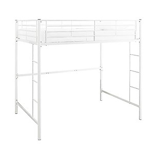 Walker Edison Timothee Urban Industrial Metal Double over Loft Bunk Bed, Full Double, White