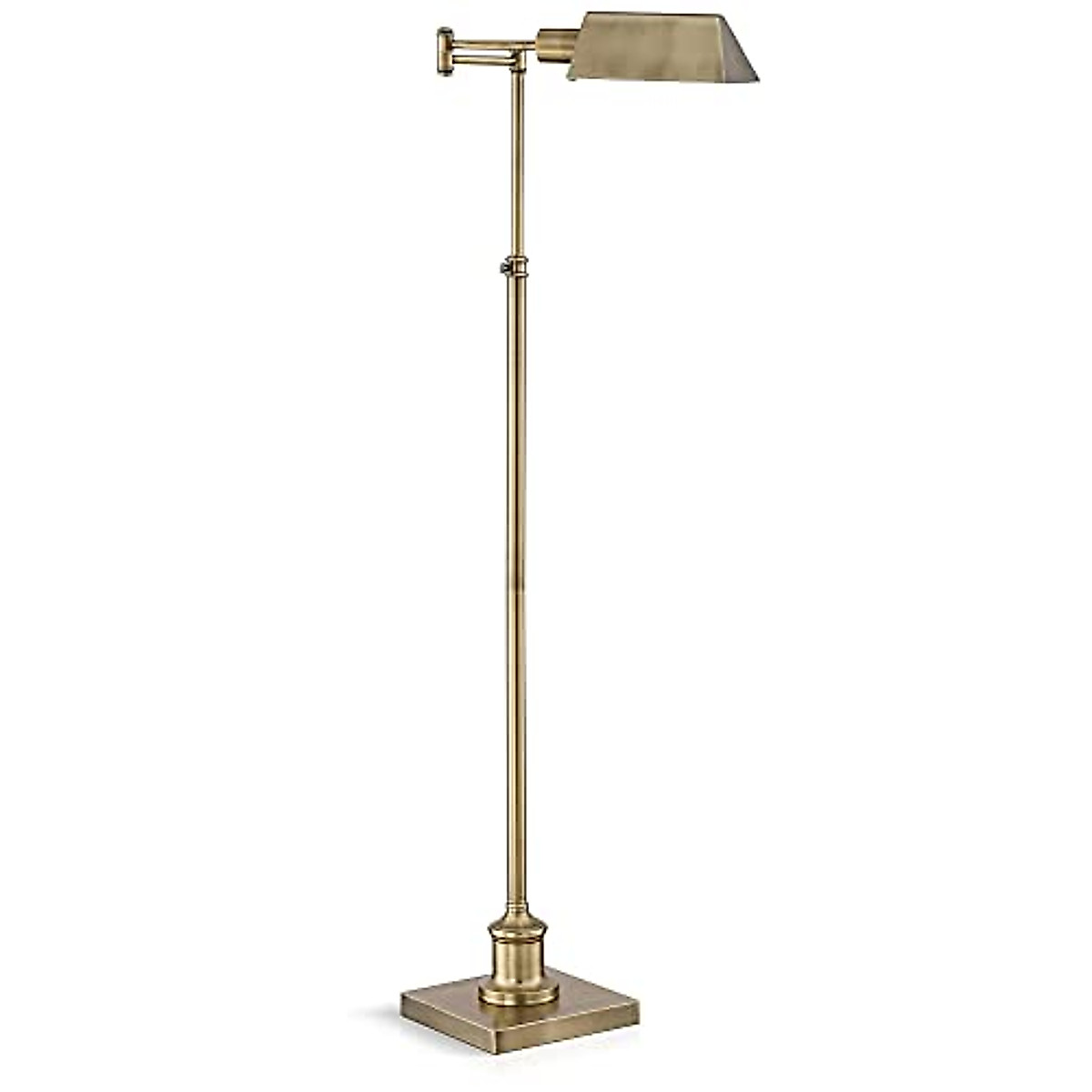 Regency Hill Jenson Modern Metal Adjustable Pharmacy Floor Lamp Swing Arm 54" Tall Aged Brass Metal Shade Standing Pole Light for Living Room Reading House Bedroom Home Office