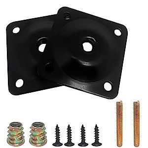 NGe 4set M8 Sofa Leg Mounting Plates,Furniture Sofa Legs Attachment Plates T-Plate,with Hanger Bolts(Black Flat)