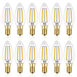 Hizashi Candelabra LED Light Bulbs 25 Watt, Dimmable Chandelier Light Bulbs, 90+ CRI, 200LM, Soft Warm White 2700K, E12 LED Bulb, B10 LED Candle Bulbs, UL Listed, 12 Pack
