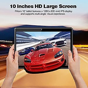 PRITOM M10 10 inch Tablet - Android Tablet with 2GB RAM, 64GB ROM, 512GB Expandable, Quad-Core, HD IPS Screen, 2.0 MP + 8.0 MP Dual Camera, WiFi, Bluetooth, Stable Tablet with 6000mAh Battery