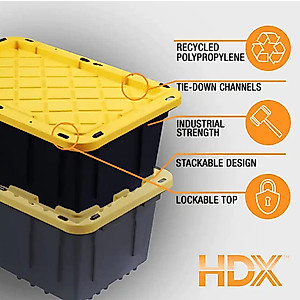 HDX Tough Polypropylene Plastic 27 Gal. Storage Tote in Black (5-Pack)