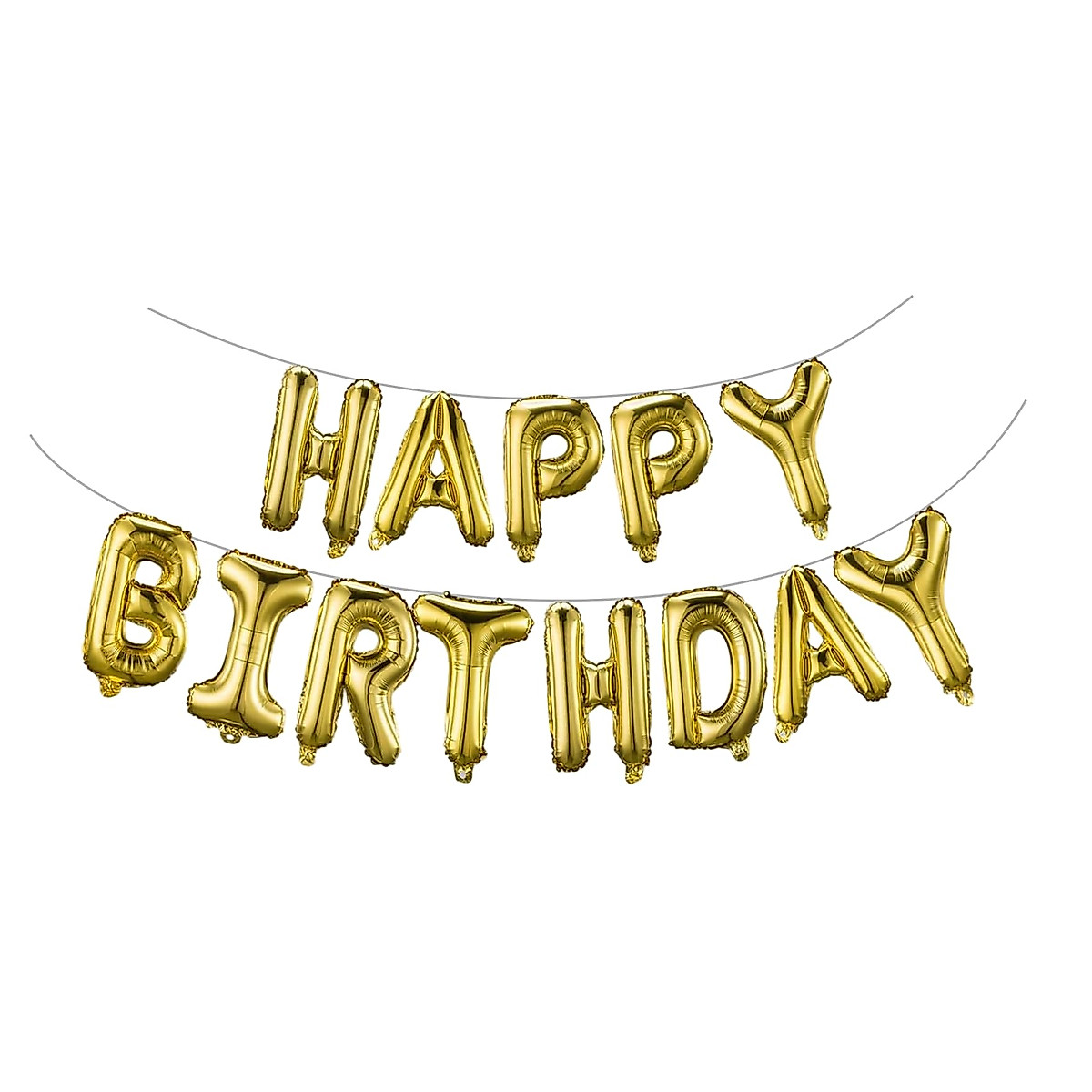 Happy Birthday Banner (3D Gold Lettering) Mylar Foil Letters | Inflatable Party Decor and Event Decorations for Kids and Adults | Reusable, Ecofriendly Fun