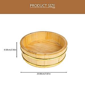 YARNOW Sushi Rice Mixing Tub, Wooden Sushi Rice Bowl, Japanese Sushi Bucket (7.9 Inch, Khaki)