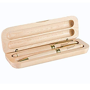 Ballpoint Pens - Handcrafted Twist to Open Wooden Ball Pen and Luxurious Smooth Writing Classic Executive Business Elegant Signature Gel Pen with Cap, Set of 2 in Luxury Wooden Gift Box by Leporem