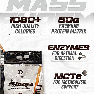 DRAGON PHARMA Mass Phorm, Ultimate Mass Gain Catalyst, 50g Protein Matrix, 200g of Complex Carbohydrates, Over 1,000 Calories Per Serving (20 Servings, Vanilla Milkshake)