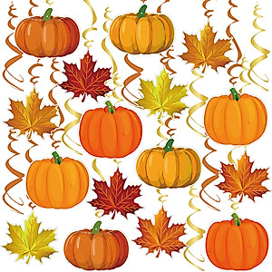 Fall Decor Pumpkin Maple Leaf Hanging Swirl - Fall Thankgiving Pumpkin Party Ceiling Decorations for Home Classroom Office Autumn Thanksgiving Harvest Decor Party Supplies