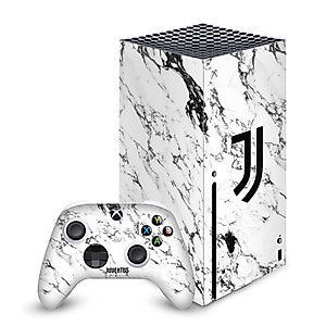 Head Case Designs Officially Licensed Juventus Football Club White Marble Art Matte Vinyl Sticker Gaming Skin Decal Cover Compatible with Xbox Series X Console and Controller Bundle