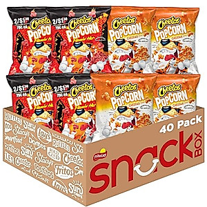 Cheetos Popcorn, Cheddar & Flamin' Hot Variety Pack, 0.625 Ounce (Pack of 40)