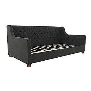 DHP Jordyn Diamond Tufted Upholstered Daybed/ Sofa Bed, Twin Size Frame, Gray Velvet
