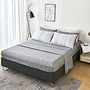 RYNGHIPY Boho Comforter Set Full Size: White Grey Geometric Bed in a Bag for Men Boys - All Season Comfoter with Sheets Pillowcases Soft Microfiber (White,Full Size)