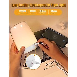 Night Light for Kids, Baby Night Light with Touch Control & Dimmable Warm Light, 5 Colors Changing Nursery Night Light, USB Rechargeable Bedside Lamp for Breastfeeding Toddlers Boys Girls Bedroom