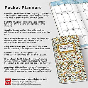 Tuscan Delight | 2023-2024 3.5 x 6.5 Inch Two Year Monthly Pocket Planner Calendar | Foil Stamped Cover | BrownTrout | Stationery Elegant Exclusive