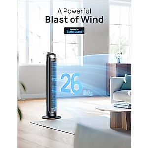 Dreo Smart Tower Fans for Bedroom, 90° Oscillating Fans for indoors, 5 Speeds 4 Modes Max 26ft/s, 12H Timer, LED with Touch, Remote Control, 40" Quiet Bladeless Standing Floor Fan, Work with Alexa