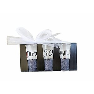 Personalized birthday shot glasses, Dirty Thirty Shot Glass set, Set of 3 glasses, 30th Birthday gift set, Dirty 30 Party favor, Over the hill shot glasses