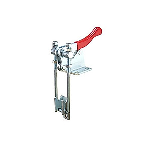 POWERTEC 20324 Vertical Latch Action Toggle Clamp 40344 w Threaded U Bolt and Red Vinyl Handle Grip – 1980 lb Holding Capacity, 1PK