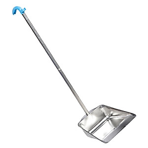 HOMOCONO Stainless Steel Garbage Bin Thicken Dustpan Outdoor Dust Pan Commercial Dustpan Room Cleaning Shovel Long Handle Dustpan Stand up Dustpan Kitchen Dustpan Tin Dustpan Silver Plastic