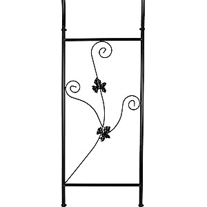 Outdoor Metal Garden Arbor Decorative Steel Garden Trellis Arch Stand with Gate, 8'H x 3.6'W, Black