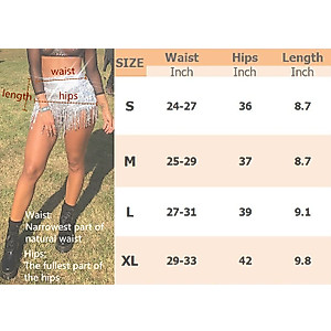 Yollmart Women's Sequins Tassel Skirts Shorts Booty Dance Festival Bottoms (US, Alpha, X-Large, Regular, Regular, Gold)