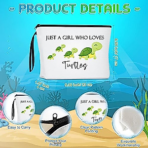 Sieral 2 Pieces Turtle Gifts for Women Turtle Lover Gifts Travel Cosmetic Bags Turtle Portable Makeup Zipper Pouch and Canvas Tote Bag Reusable Turtle Gifts for Girl Woman Lady