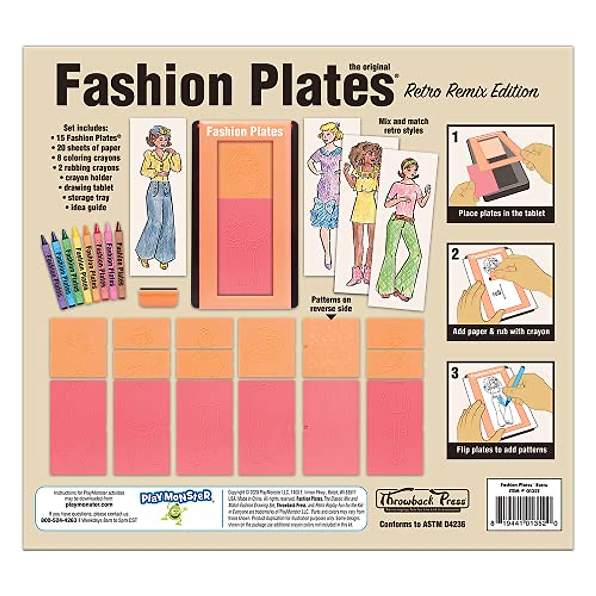 Fashion Plates — Retro Remix Edition — Mix-and-Match Drawing Set — Make 100s of Fabulous Fashion Designs — Ages 6+