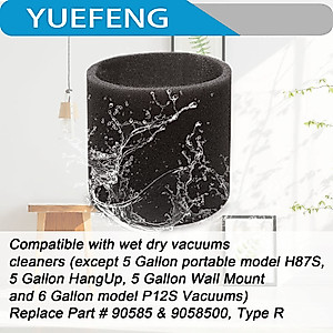 YUEFENG Filter Compatible with Shop-Vac 90350 90304 90333 Replacement fits most Wet/Dry Vacuum Cleaners 5 Gallon and above (2+2+4)