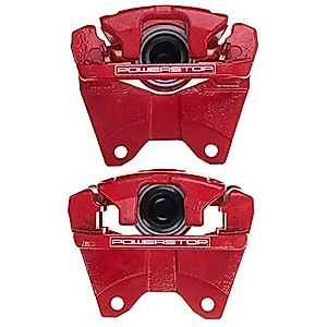 Power Stop Rear S5046EB Pair of High-Temp Red Powder Coated Calipers For Jeep Wrangler 2007-2017, Jeep Wrangler JK 2018 [Model Specific]