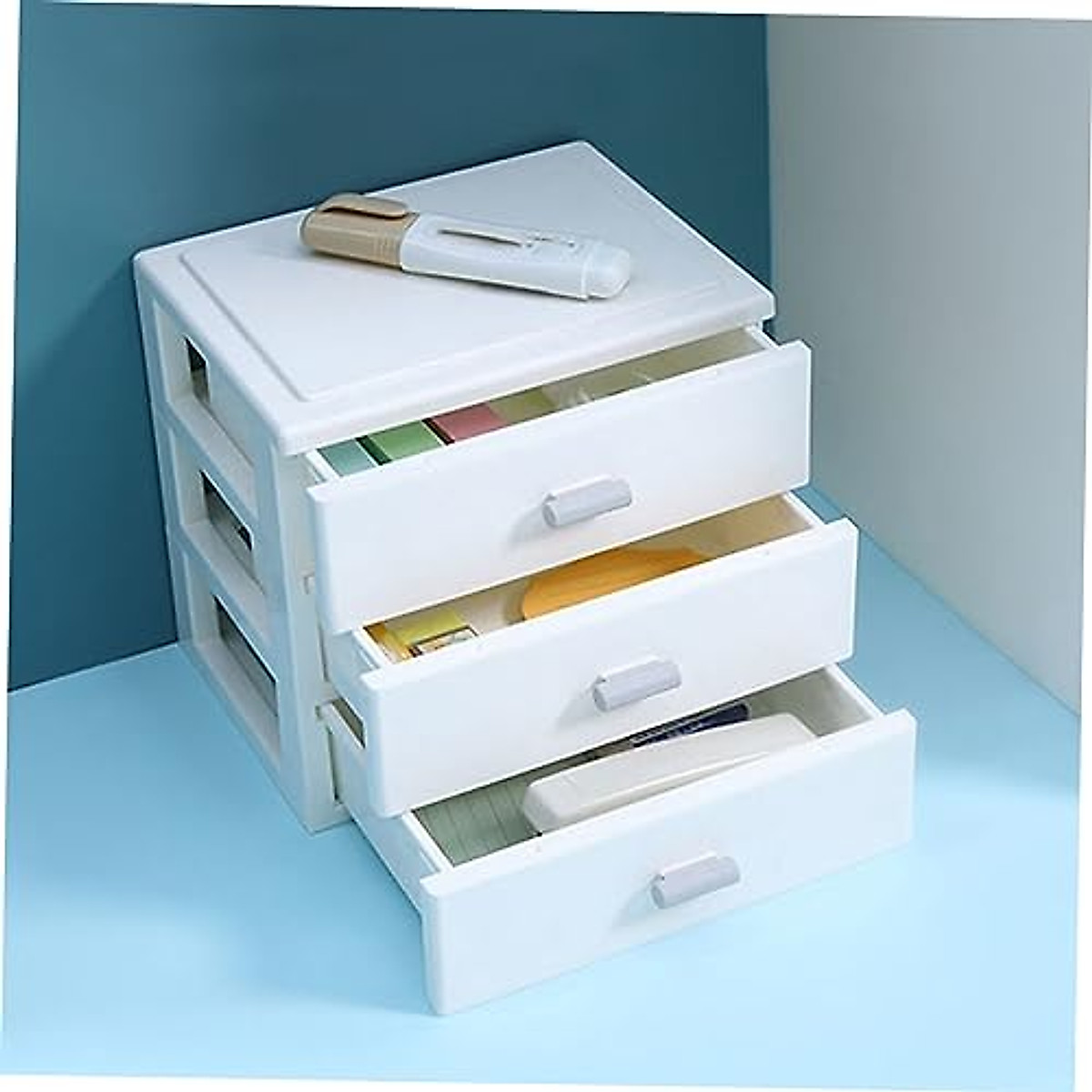 STOBOK Box Storage Box Stackable Organizer Drawers Storage Drawers Sundry Holder Desktop Organizer Sundries Organizer Desktop Drawer Organizer Dresser Storage Organizer White Pp