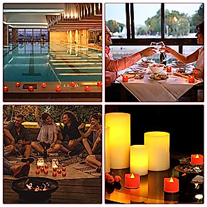 IMAGE Valentine's Day Tea Lights, 12Pack Tealight Candles with Timer and Red Shell, Battery Operated Flameless Tea Lights with 100pcs Decorative Fake Rose Petals for Tealight Votive Holders & Lantern