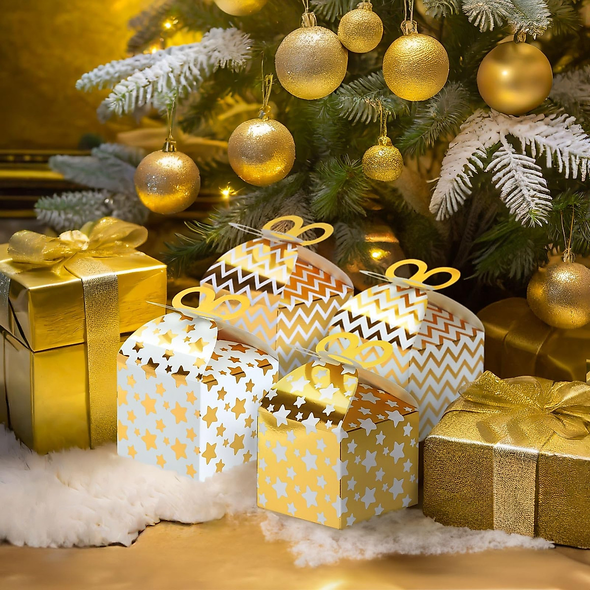 Paper Gift Boxes for Party Favors, Gold Foil (3.7 x 3.2 Inches, 36-Pack)