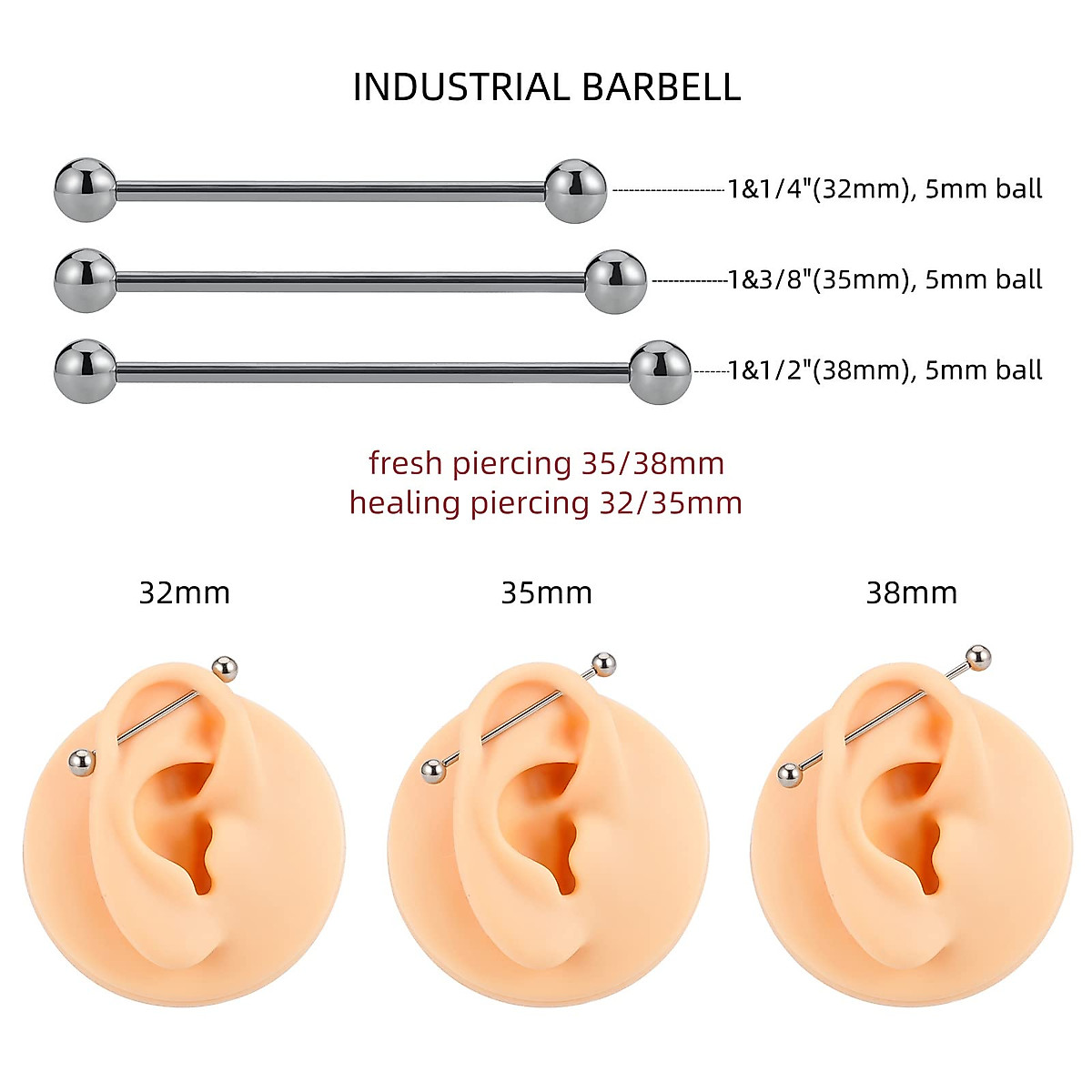 FINE4U 14G Nipple | Tongue Rings Piercing Jewelry Titanium - ASTM F136 Titanium Straight Barbell for Women & Men, Internally Threaded Hypoallergenic (14G × 16mm × 5mm)