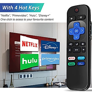 Universal TV Remote for All Roku TV with Luminous Protective Case,Replacement for TCL Roku/for Hisense Roku/for Sharp Roku TV,TV Remote with Netflix Disney+/Hulu/Prime Video