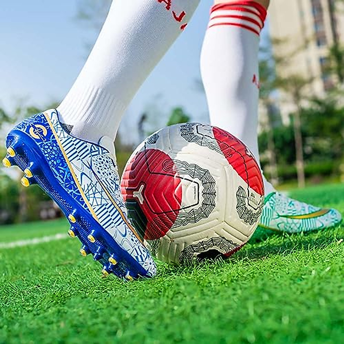 Niber Womens Mens Soccer Cleats Low Top AG Spikes Lace-Up Non-Slip Outdoor Sports Athletic AG FG Football Baseball Football Turf Sneaker