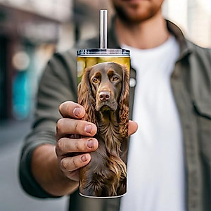 Field Spaniel Dog Photo Skinny Tumbler 20oz with Straw Insulated Water Bottle Gift