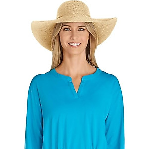 Coolibar UPF 50+ Women's Perla Packable Wide Brim Hat - Sun Protective (One Size- Natural)